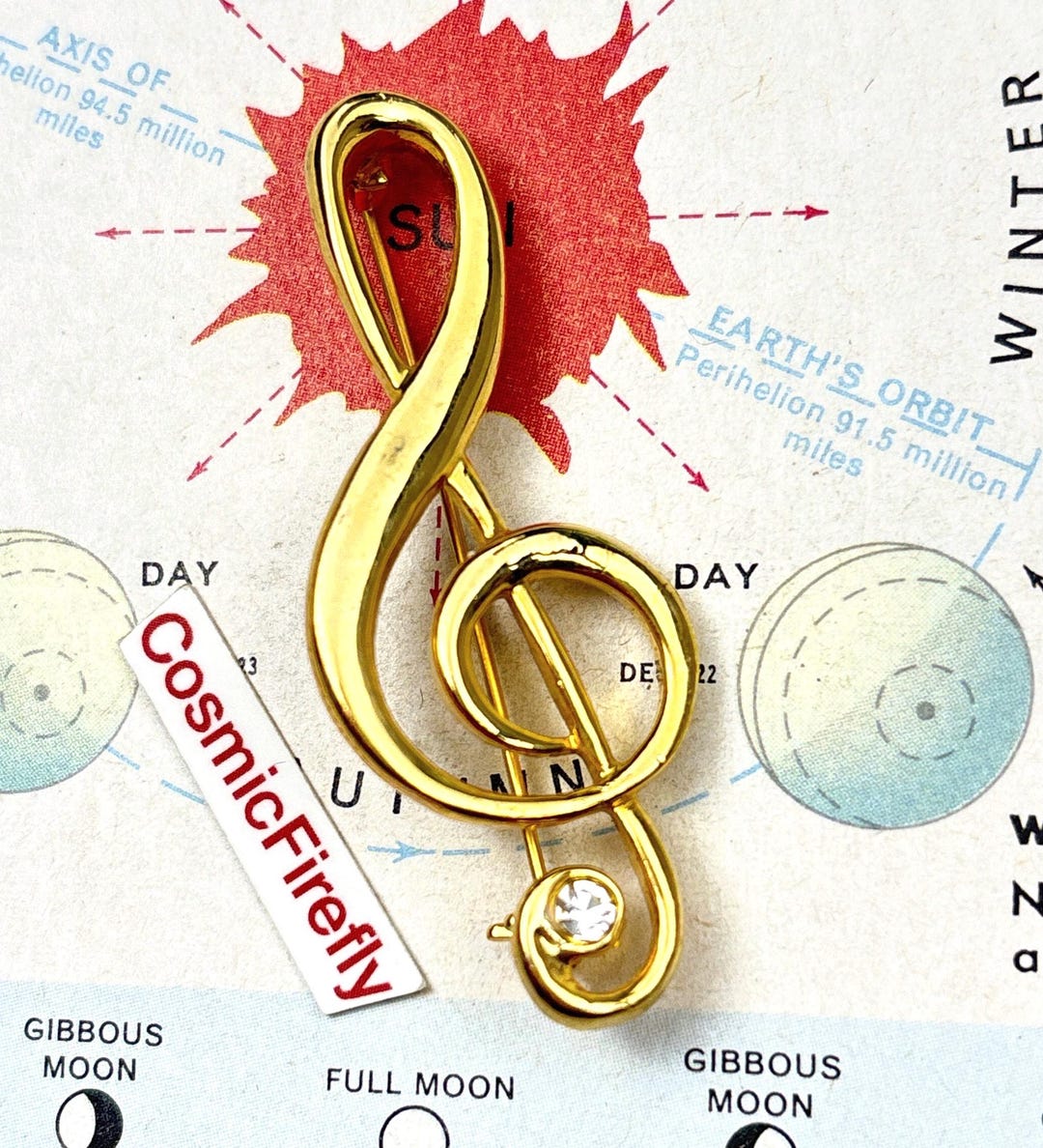 Vintage Treble Clef Music Note Pin Brooch Musical Band Class 1970's ...