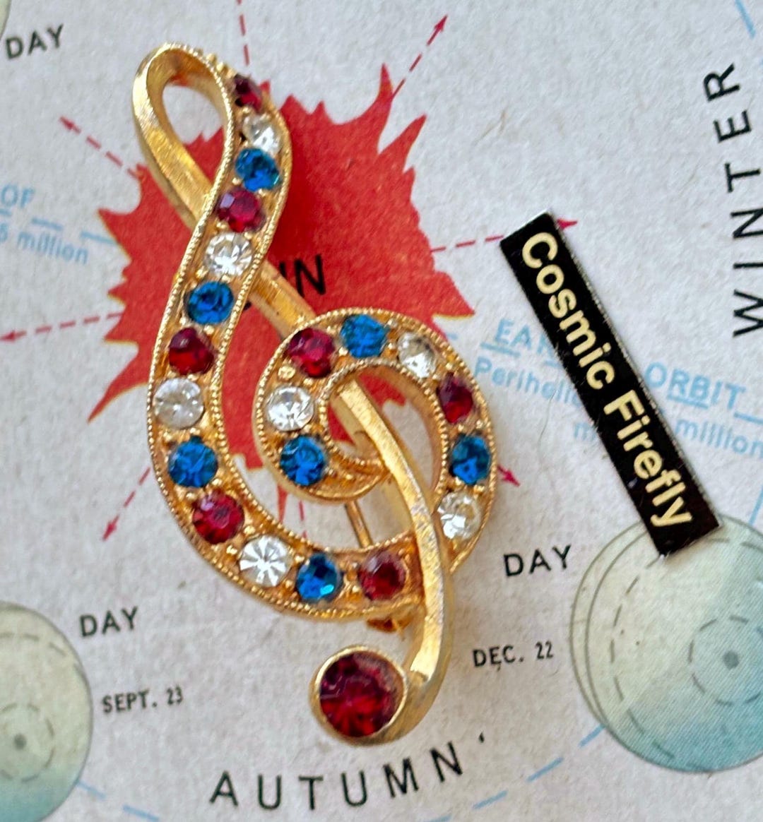 1950's Vintage Treble Clef Brooch Pin Musical Note USA Patriotic Red ...