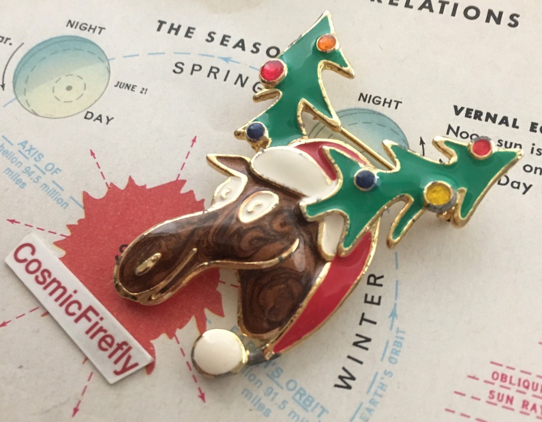 Vintage Berebi Christmas Brooch Moose Pin Costume Jewelry 1980's Enamel ...