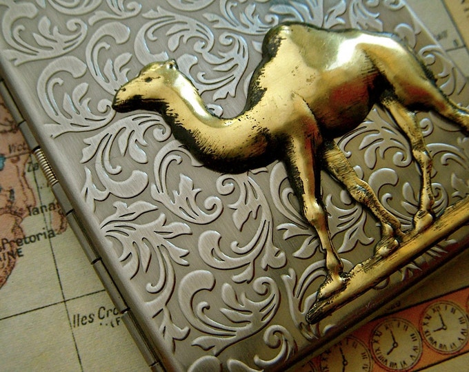 Camel Cigarette Case Silver & Brass Mixed Metals Vintage Inspired Style ...