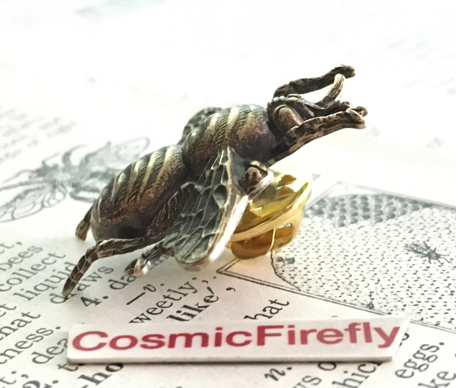 Brass Bee Tie Tack Pin Big Bumble Bee Pin Gothic Victorian Steampunk ...