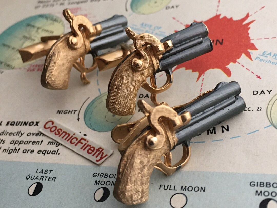 1950's Mid Century Vintage Pistol Cufflinks Antique Flintlock Gun Made ...