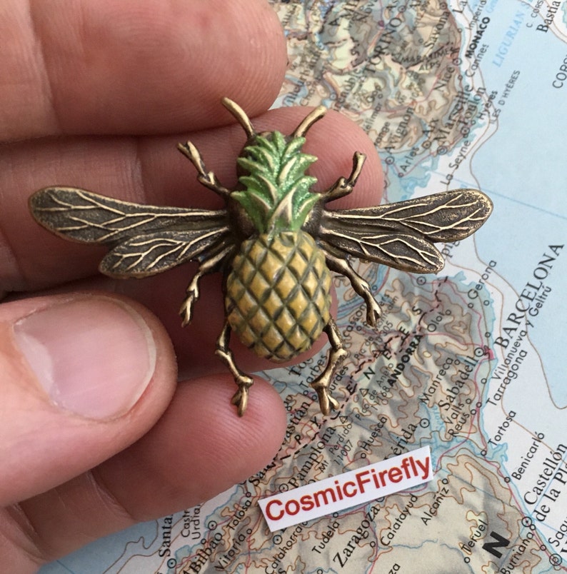 Pineapple Bee Brooch Pin Tropical Steampunk Bumble Bee Pin - Etsy
