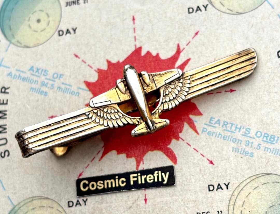 1940's Vintage Art Deco Airplane Tie Bar Clip DC3 Plane Wings HICKOK ...
