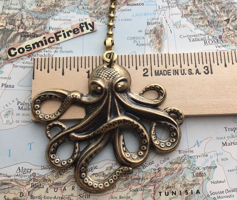 Brass Octopus Fan Pull Nautical Steampunk Ceiling Fan Pull Chain ...