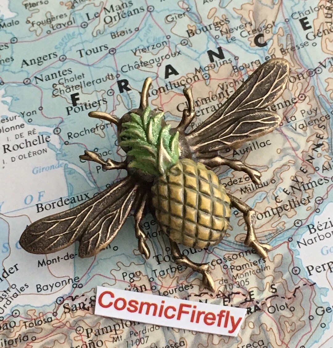 Pineapple Bee Brooch Pin Tropical Steampunk Bumble Bee Pin Mother's Day ...