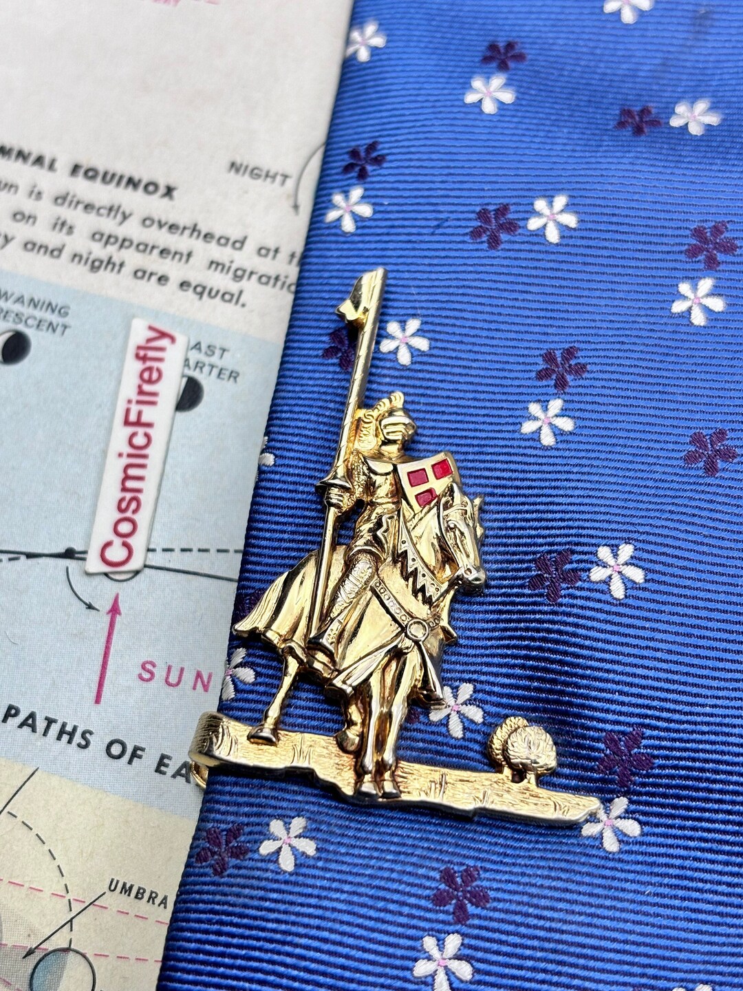 Vintage Knight on Horse Tie Bar Clip Clasp Figural Medieval Suit of ...