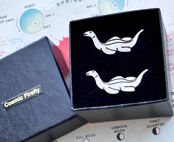 1950's Vintage Loch Ness Monster Cufflinks Sterling S… - Gem