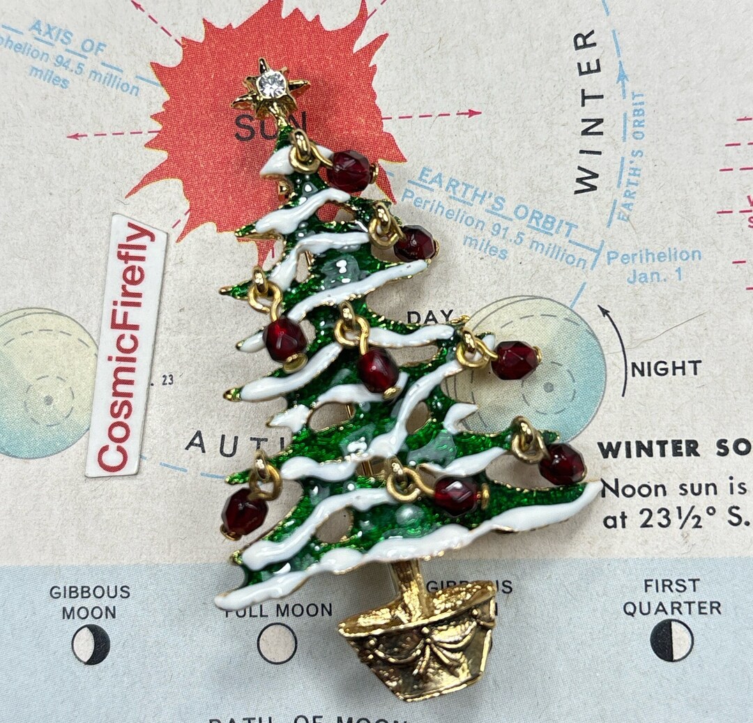 Vintage AVON Christmas Tree Pin Brooch Costume Jewelry Red - Etsy