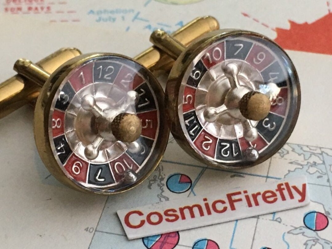 1950's Vintage Las Vegas Roulette Wheel Cufflinks Really Spins Ball ...