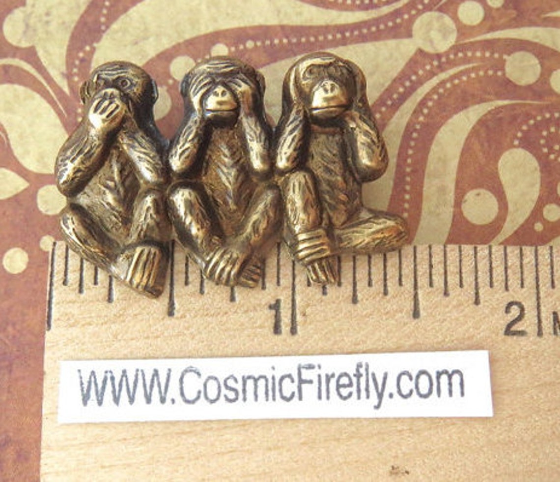 Brass Monkeys Pin Brooch Speak See Hear No Evil Monkey - Etsy