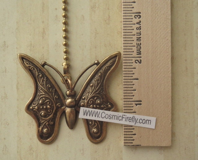 Big Brass Butterfly Ceiling Fan Pull Steampunk Decor Antiqued - Etsy