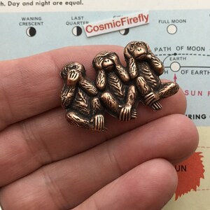 Copper Monkeys Pin Brooch Steampunk Pin Steampunk Brooch Speak See Hear ...