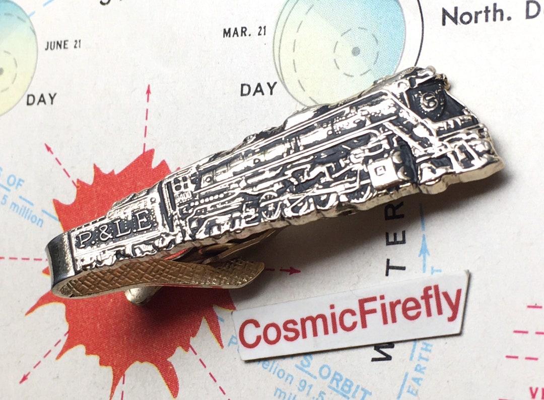 1950's Vintage Train Tie Bar Clip Train Engine P & L E Steampunk Father ...