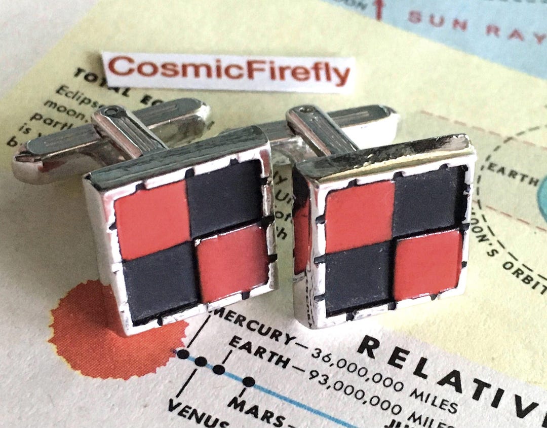 1950's Vintage Checkerboard Cufflinks Checkered Red Black Checkers ...