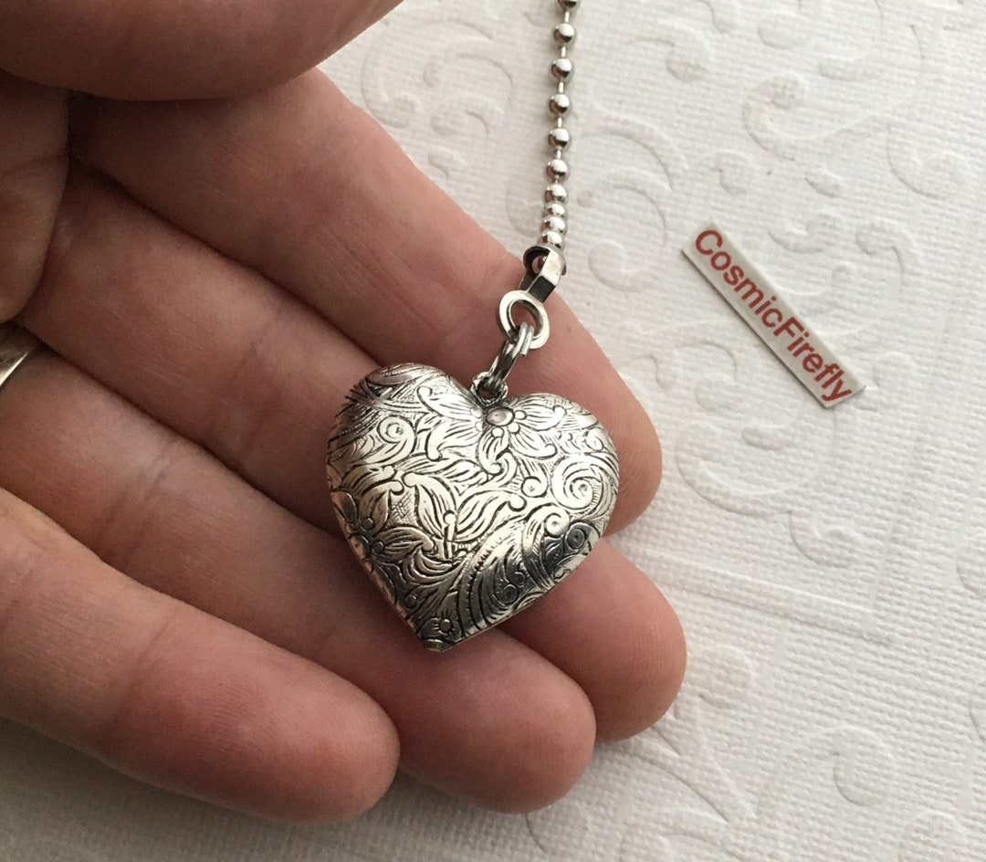 Small Antiqued Silver Puffed Heart Fan Pull Chain Steampunk Style ...
