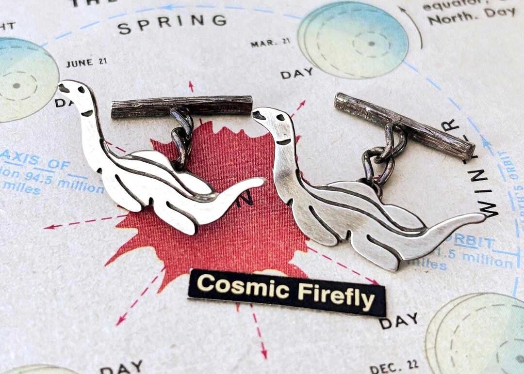 1950's Vintage Loch Ness Monster Cufflinks Sterling Silver Nessie ...