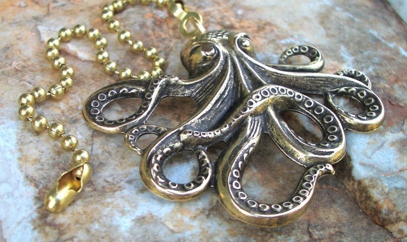 Brass Octopus Fan Pull Nautical Steampunk Ceiling Fan Pull Chain ...