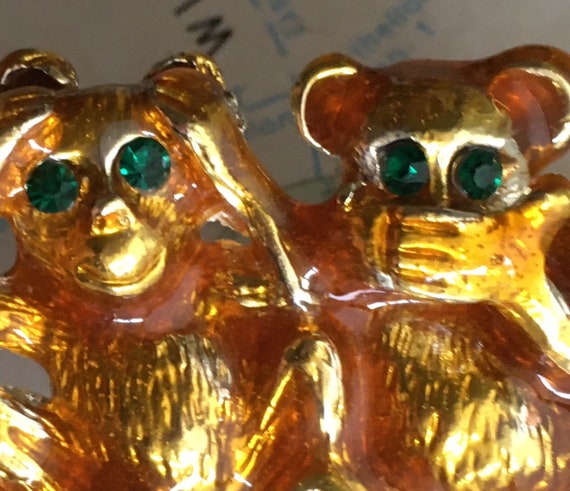 Small Vintage See No Evil Monkey Pin Brooch Costume J… - Gem