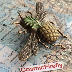 Pineapple Bee Brooch Pin Tropical Steampunk Bumble Bee Pin - Etsy