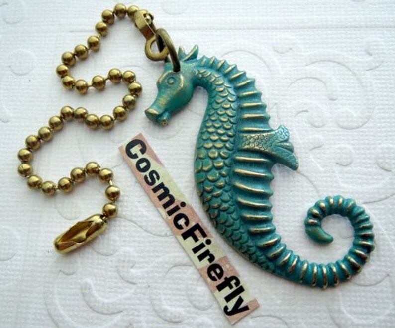 Green Seahorse Fan Pull Steampunk Fan Pull Nautical Ceiling | Etsy
