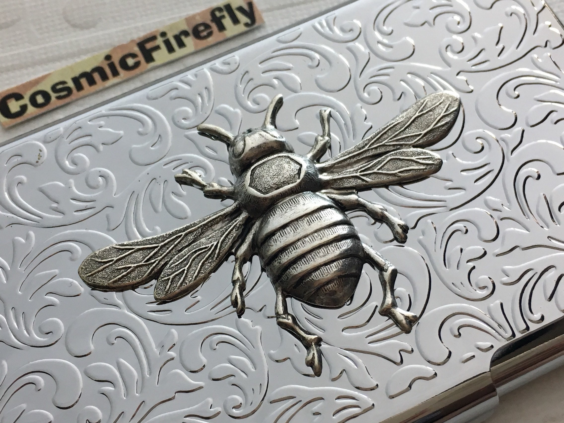 Silver Bee Business Card Case Bumble Bee Gothic Victorian | Etsy