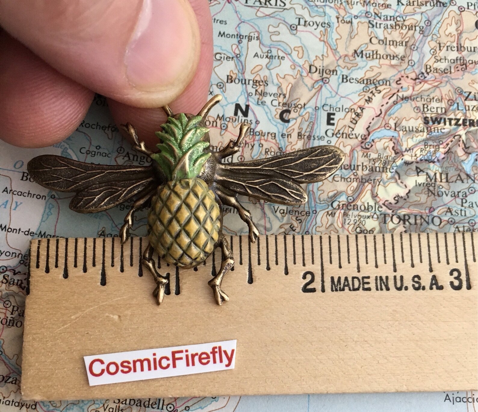 Pineapple Bee Brooch Pin Tropical Steampunk Bumble Bee Pin - Etsy