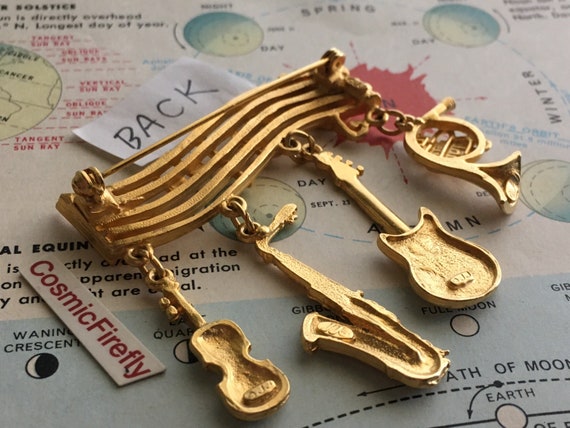 Vintage Music Pin Brooch Musical Instruments Costume … - Gem