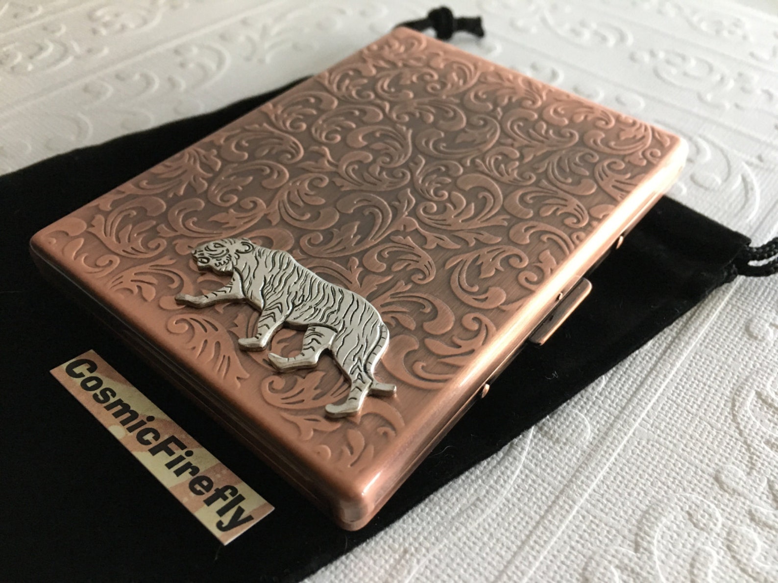 Tiger Cigarette Case Antiqued Copper Case Gothic Victorian Art | Etsy
