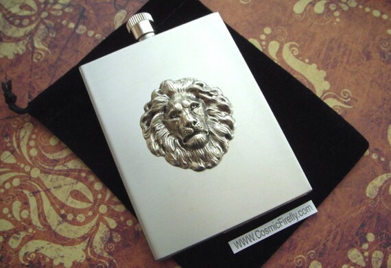 Slim Lion Flask 3 Ounce Industrial Steampunk Style Retro - Etsy