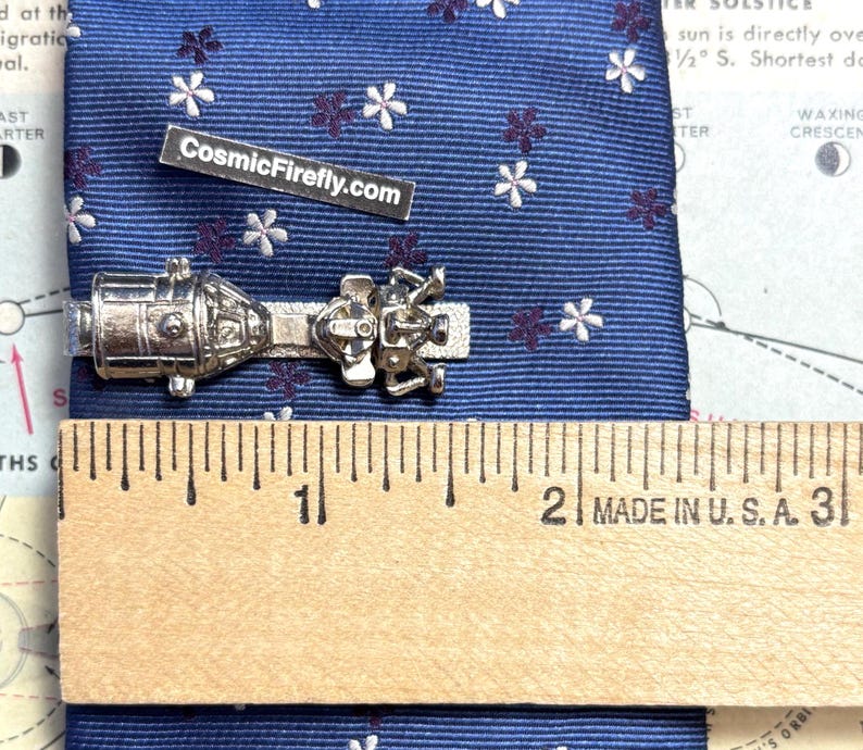 1960's Vintage Space Rocket Ship Tie Bar Clip Apollo Moon Lunar Lander ...