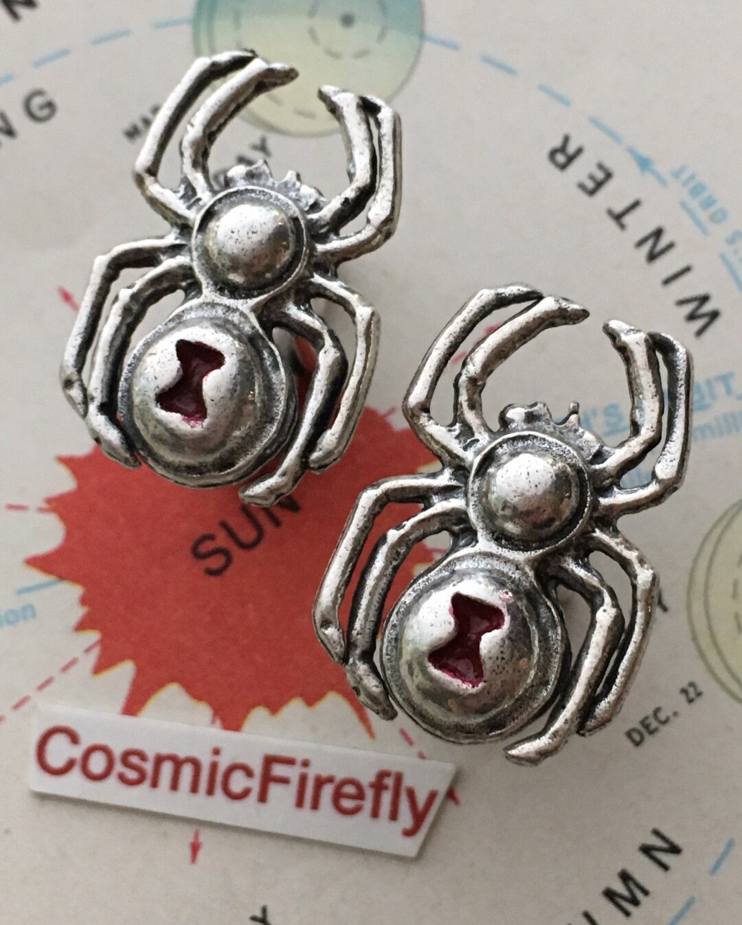 1950's Vintage Black Widow Spider Cufflinks Halloween Wedding Red ...