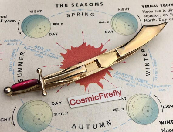 Mid Century Vintage Sword Tie Bar Clip Clasp 1950's S… - Gem