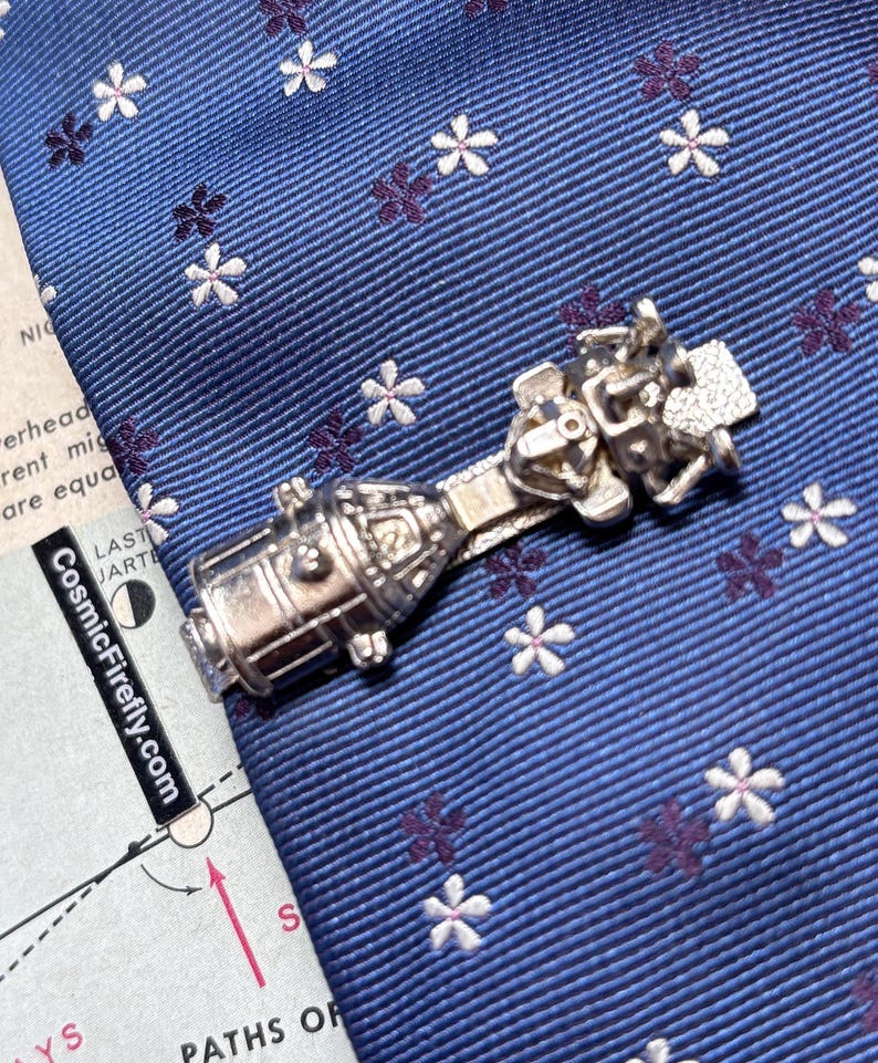 1960's Vintage Space Rocket Ship Tie Bar Clip Apollo Moon Lunar Lander ...