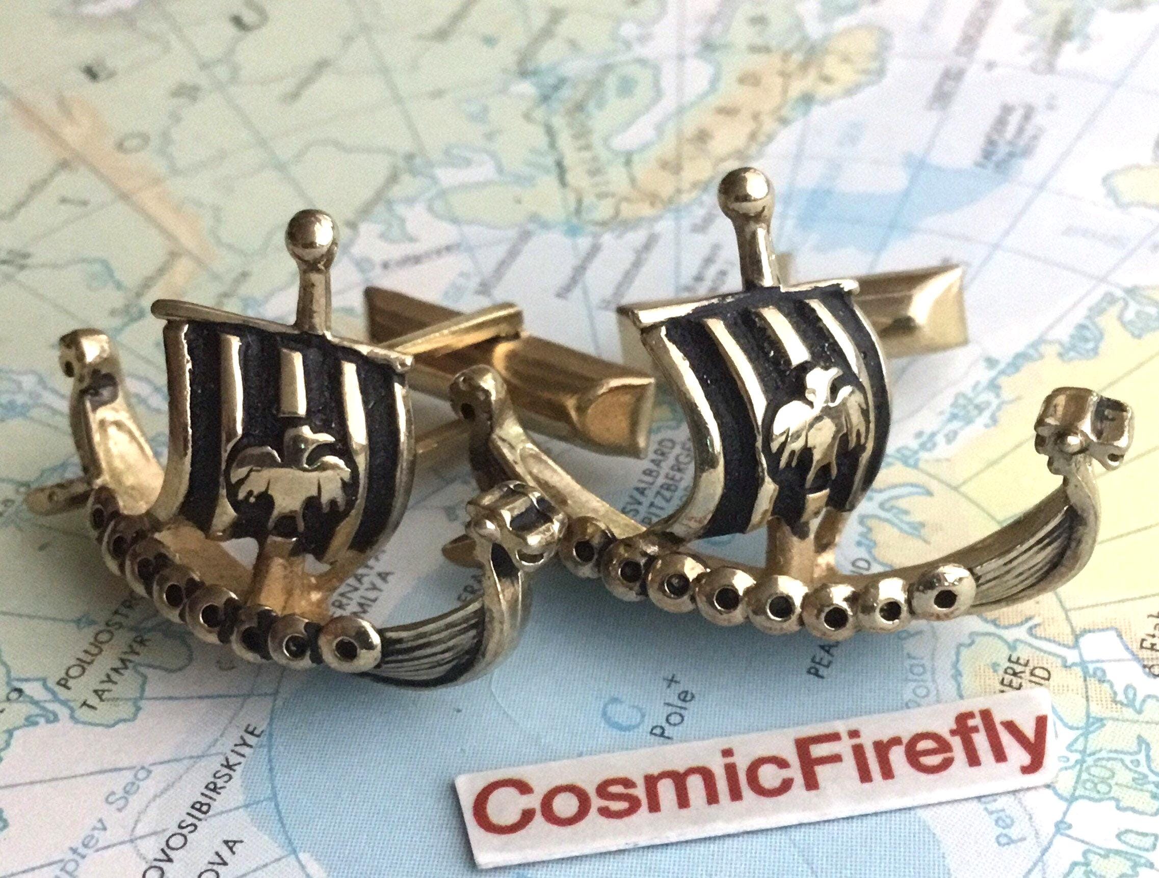1950's Mid Century Vintage Viking Ship Cufflinks BLACK Sail Rare ...