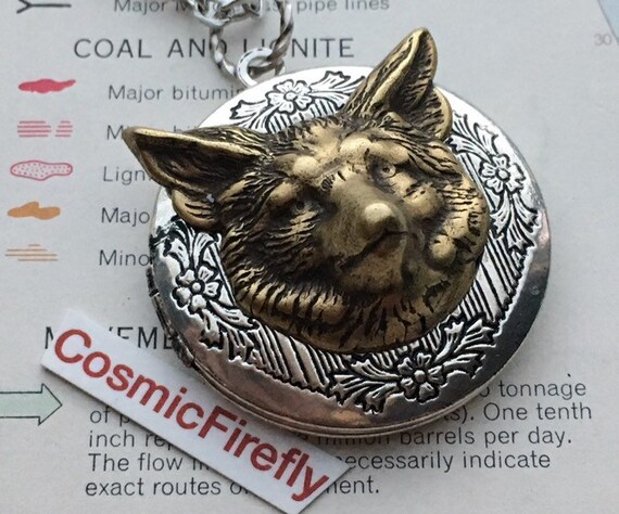 Fox Locket Necklace Brass Fox Necklace Gothic Victorian Style | Etsy