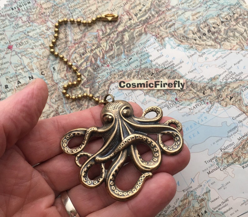 Brass Octopus Fan Pull Nautical Steampunk Ceiling Fan Pull Chain ...