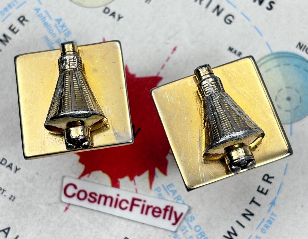 1960's Vintage NASA Mercury Space Capsule Cufflinks Atomic Jet Age ...