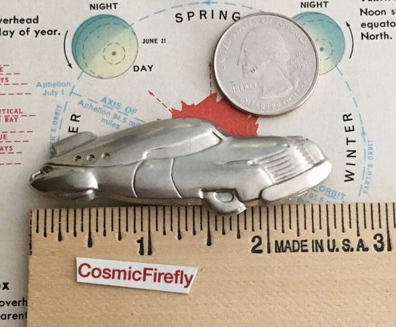 1980's Vintage Retro Future Automobile Pin Brooch Cos… - Gem