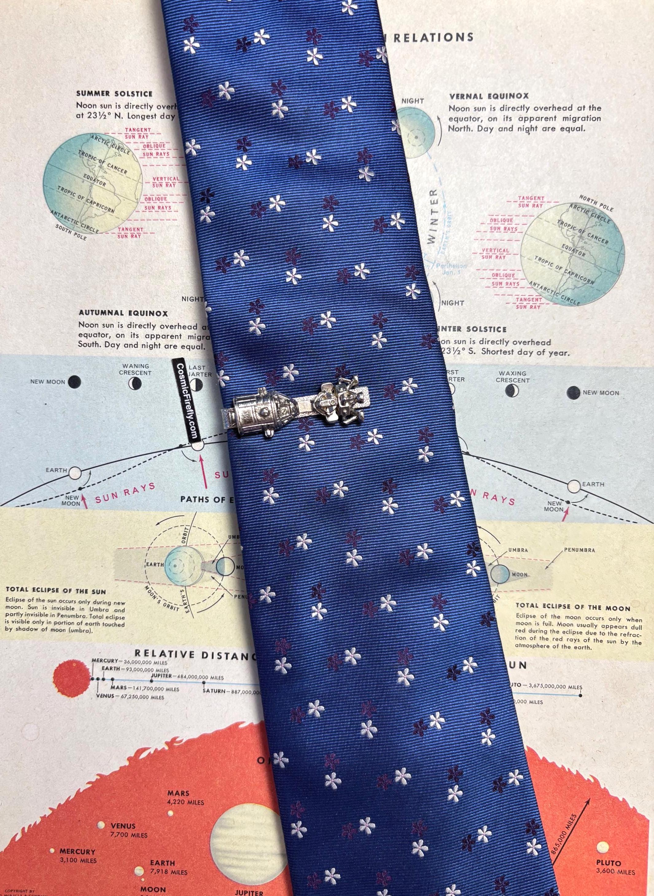 1960's Vintage Space Rocket Ship Tie Bar Clip Apollo Moon Lunar Lander ...