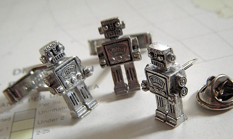 Robot Cufflinks & Robot Tie Tack SET OF 3 Original Design By | Etsy