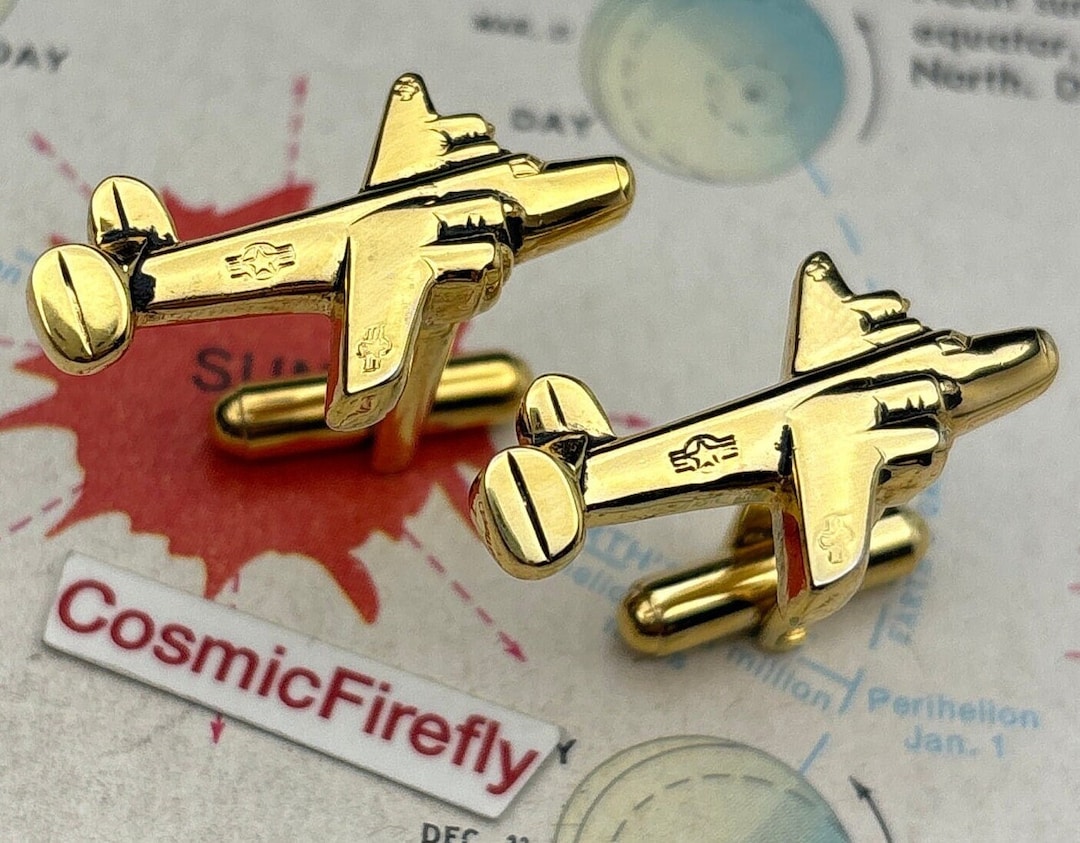 Vintage Air Force Bomber Airplane Cufflinks Gold Tone Metal - Etsy