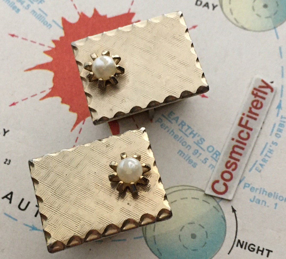 1950's Atomic Cufflinks Mid Century Vintage Jet Age Modernist Gold Tone ...