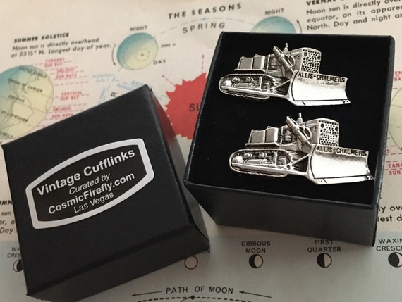 Vintage Bulldozer Cufflinks Construction Wedding Heav… - Gem