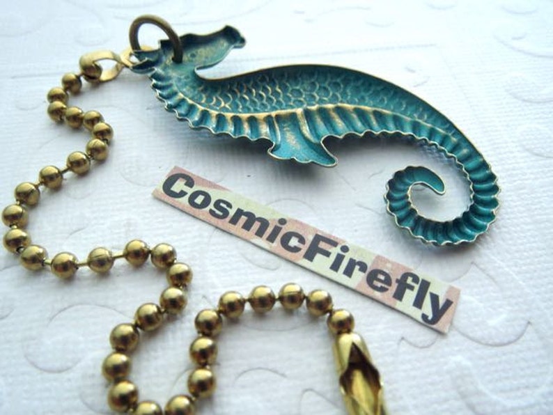 Green Seahorse Fan Pull Steampunk Fan Pull Nautical Ceiling | Etsy