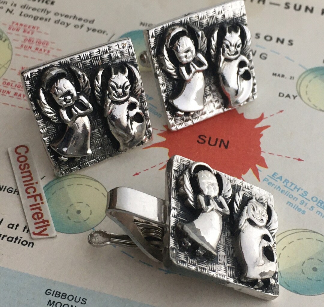 1950's Vintage Angel Devil Cufflinks Mid Century Good Vs - Etsy
