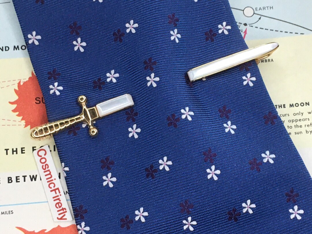 1950's Mid Century Vintage Sword Tie Bar Clip Brass Broadsword Rare ...