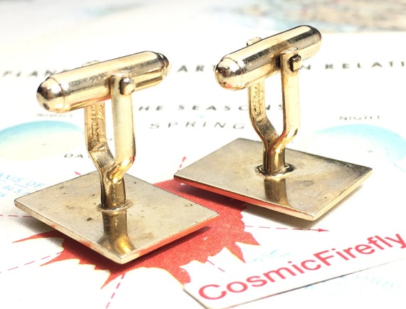 Mid Century Vintage Modernist Cufflinks Atomic Jet Ag… - Gem