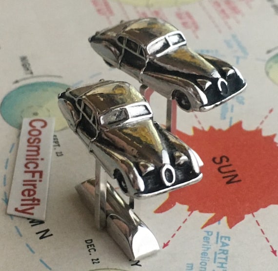 Vintage antique automobile cufflinks - Gem