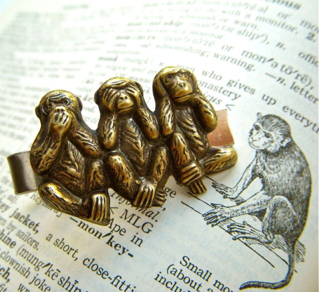 Men's Tie Bar Clip Brass Monkeys Vintage Inspired Gothic Victorian ...